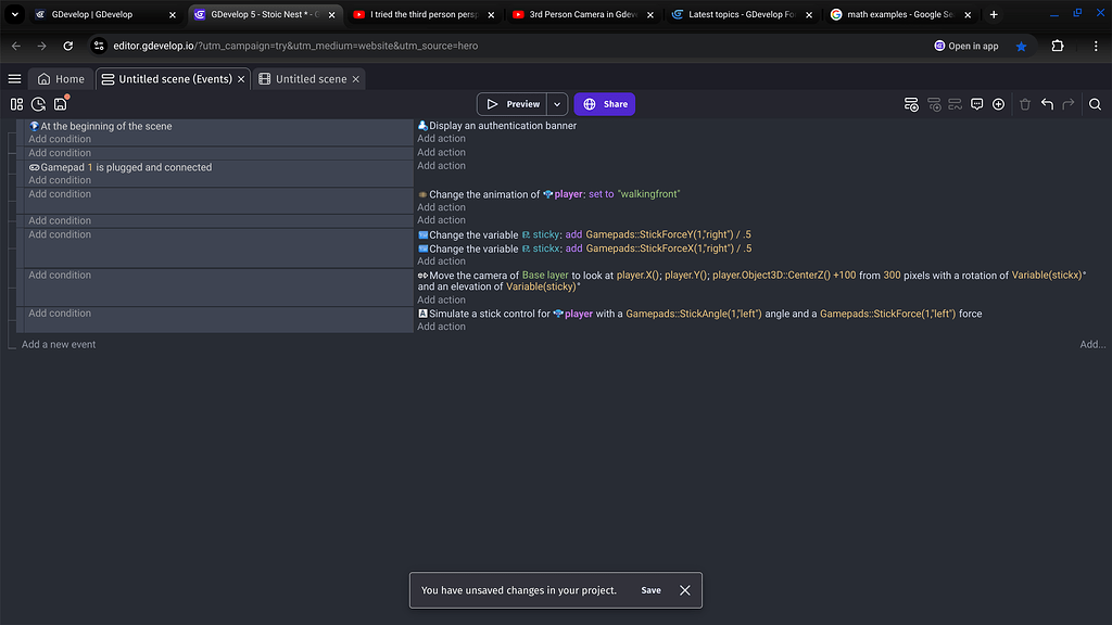 Plz help. 3rd person movement - How do I...? - GDevelop Forum