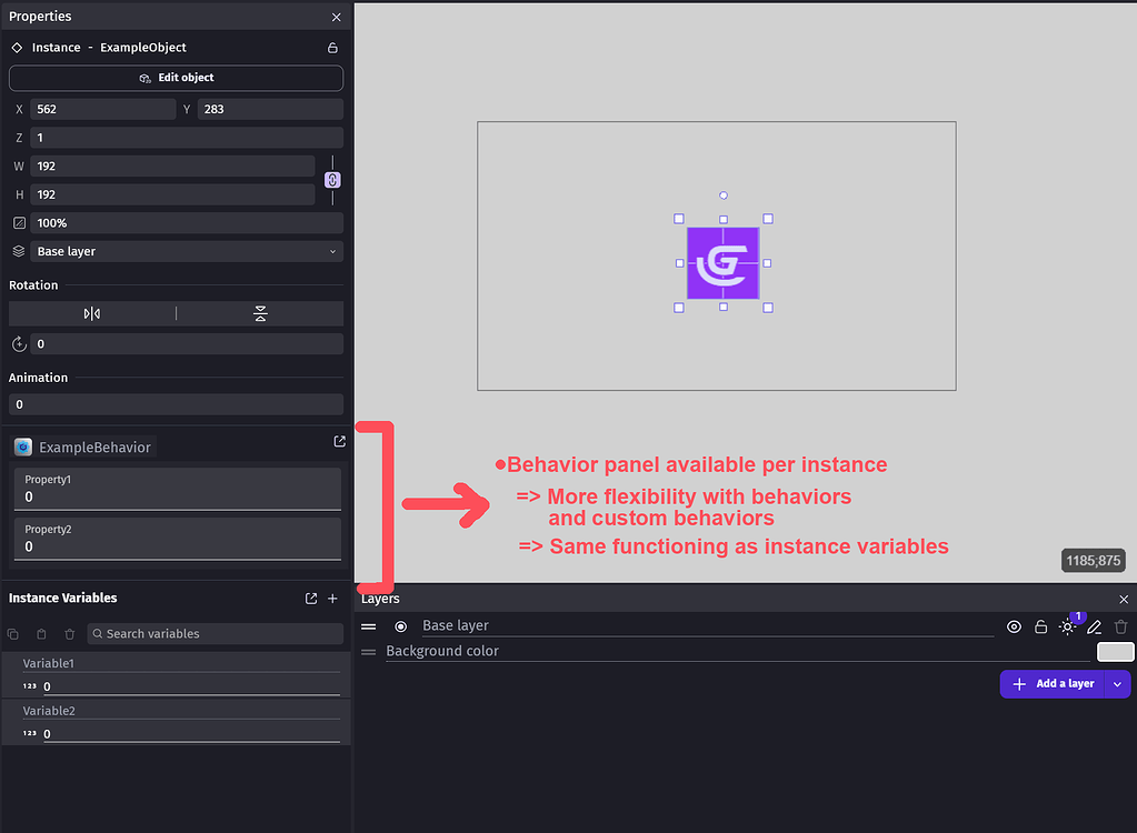Ability to edit behavior properties for each instance - Feature requests - GDevelop Forum