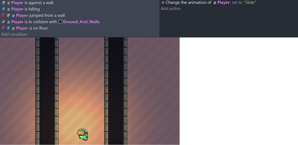 Gdevelop Wall Slide Glitch - How do I...? - GDevelop Forum