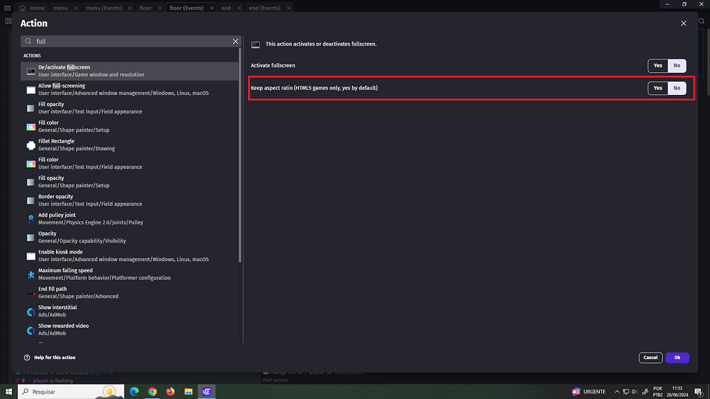 Option to stretch the game (change aspect ratio) when "Change the size of the game window ...