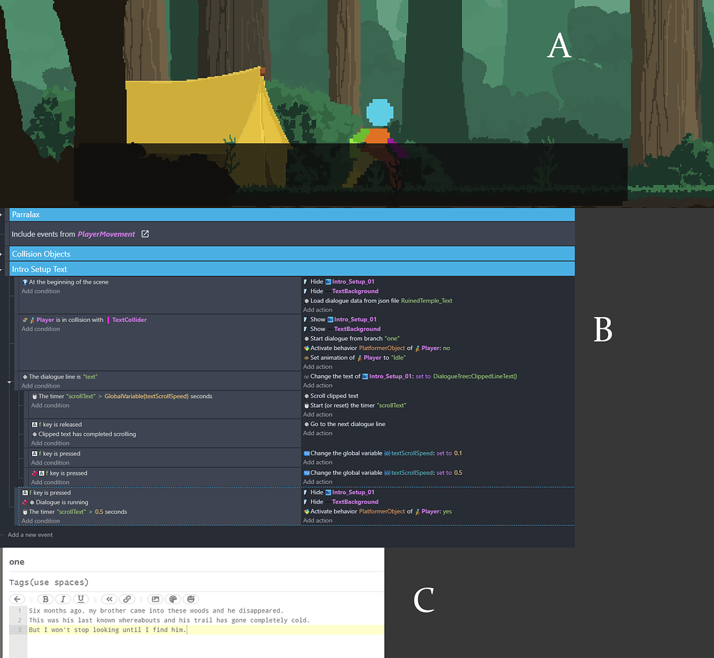 Scrolling text on object collision using yarn - How do I...? - GDevelop ...