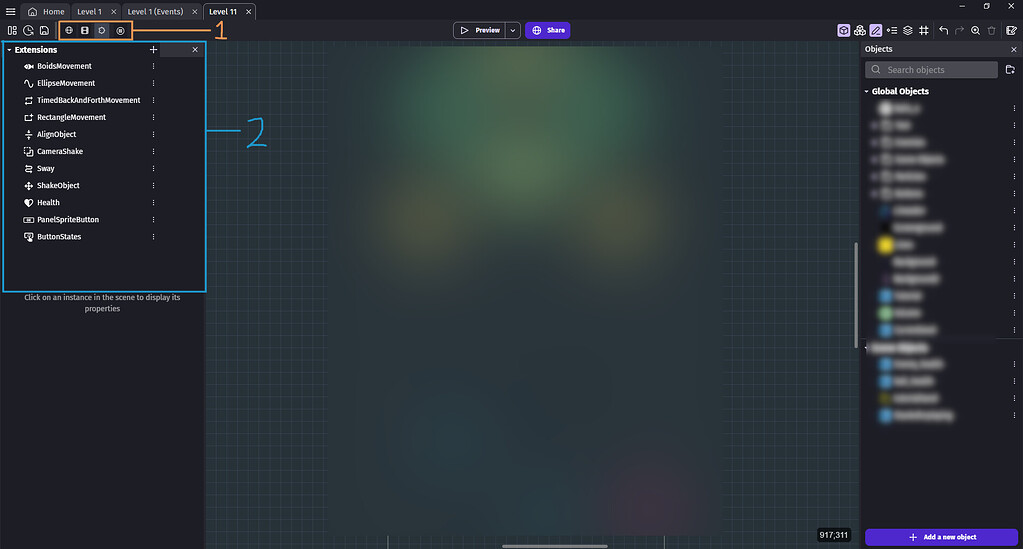 Quick access for the Game Structure elements - Feature requests - GDevelop Forum