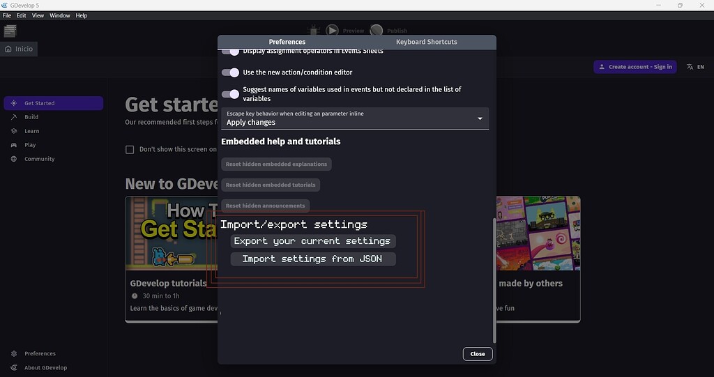 Add Importexport Setting Feature Requests Gdevelop Forum 