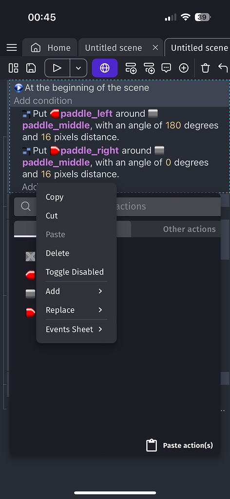 Paste actions in iOS - Bugs reports - GDevelop Forum
