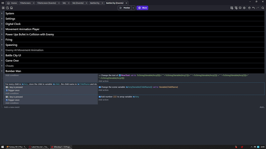 [SOLVED] Add child array via events - How do I...? - GDevelop Forum