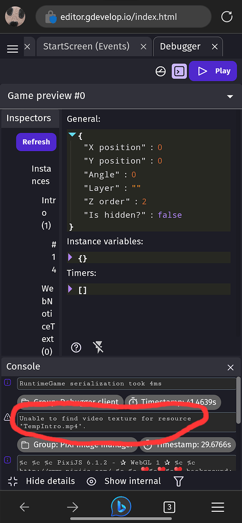 Video doesnt have texture - How do I...? - GDevelop Forum