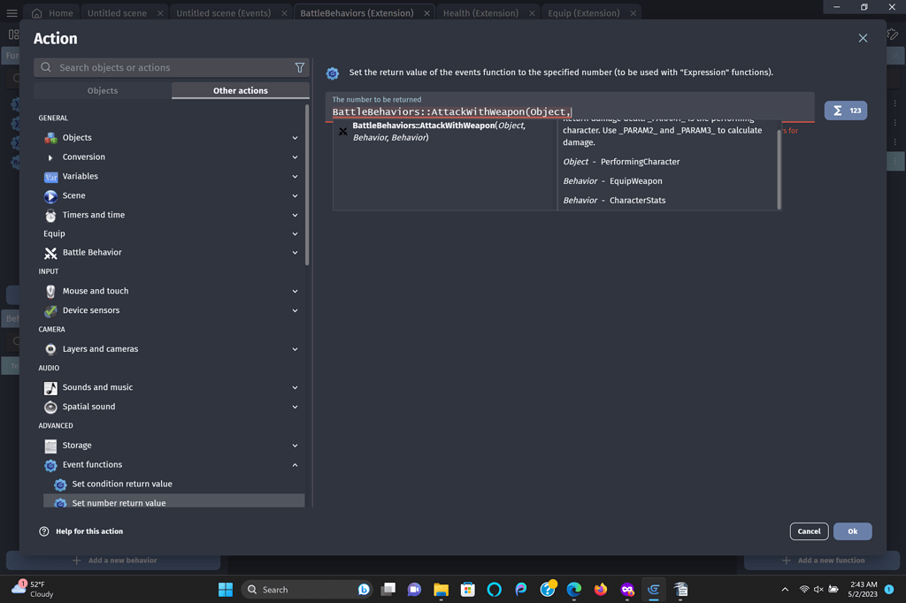 Trying to pass a required behavior as a parameter? - How do I...? - GDevelop Forum