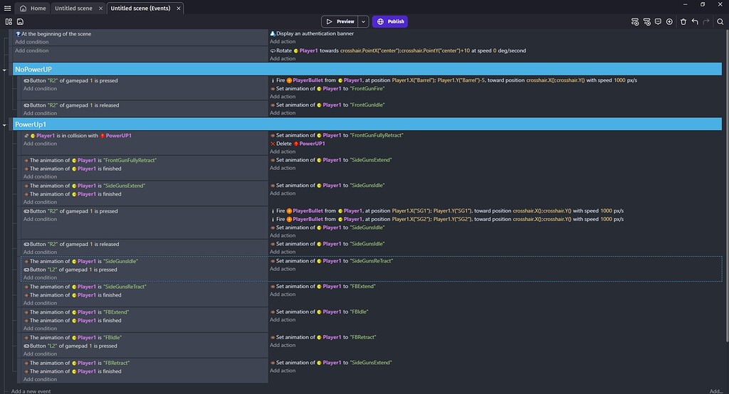 (Solved) Change button function after collecting power up - How do I...? - GDevelop Forum