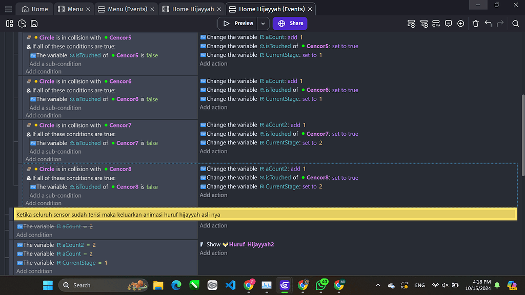 I'm having trouble checking if the player has to pass through sensors 1 to 2 and touches 3 and 4 ...