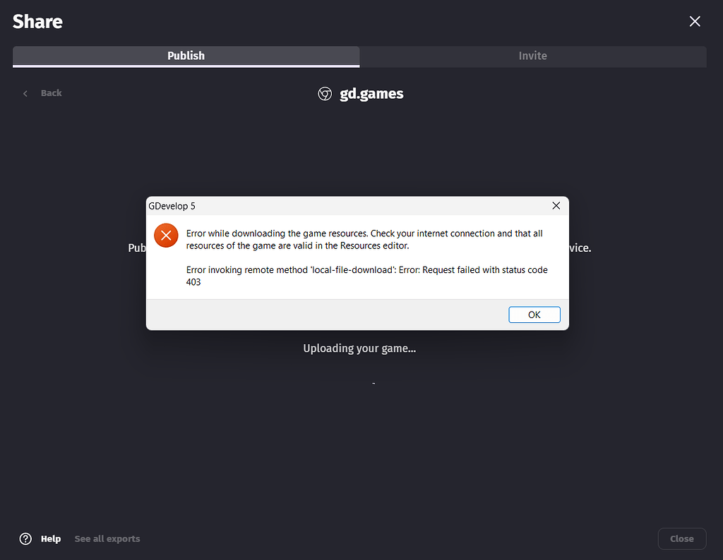 Please help me solve publish error - How do I...? - GDevelop Forum