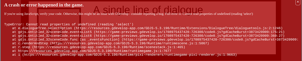 Game preview error when dialogue text is too short - Bugs reports ...