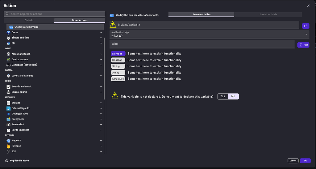 Better Variable System (Best out of old and new variable system) - Feature requests - GDevelop Forum