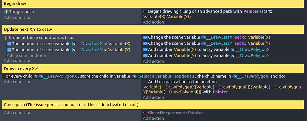 Shape painter drawing lines towards 0;0 - How do I...? - GDevelop Forum