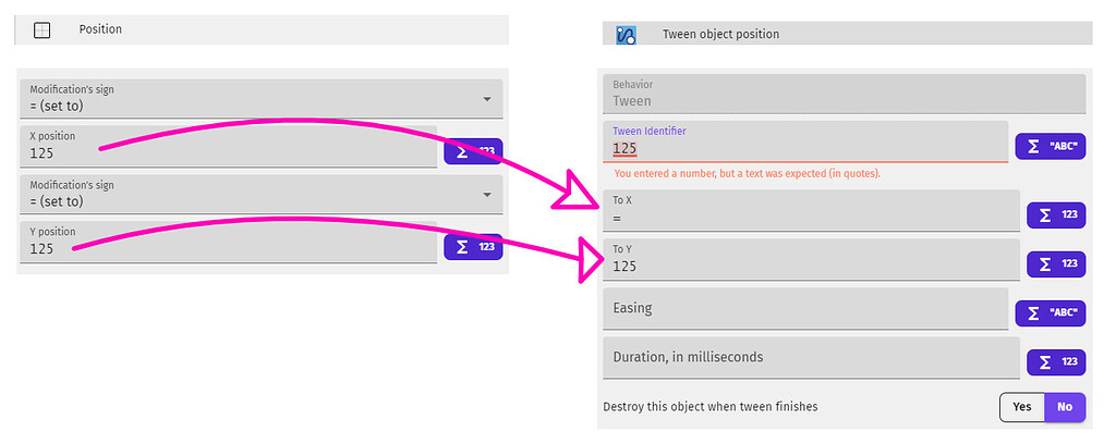 Copy values between conditions and actions by field - Feature requests - GDevelop Forum