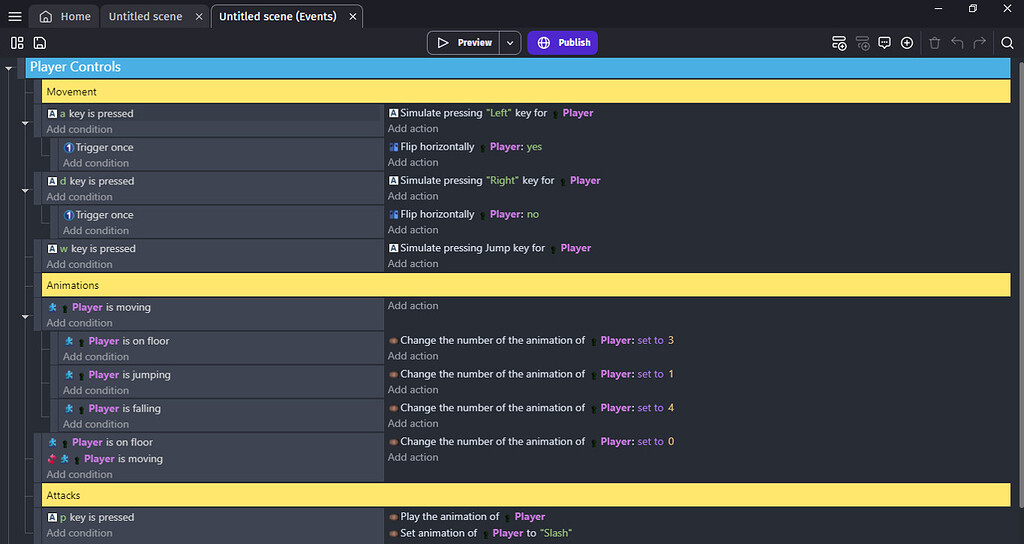 [Solved] Attack animation only plays the first frame - Gdevelop platformer - How do I ...