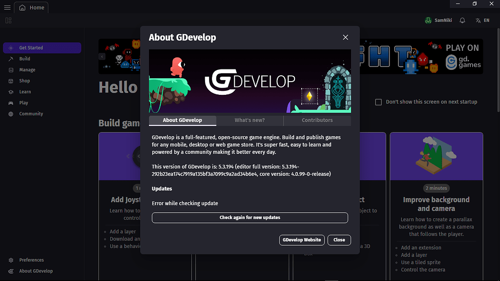 Gdevelop not Updating - How do I...? - GDevelop Forum