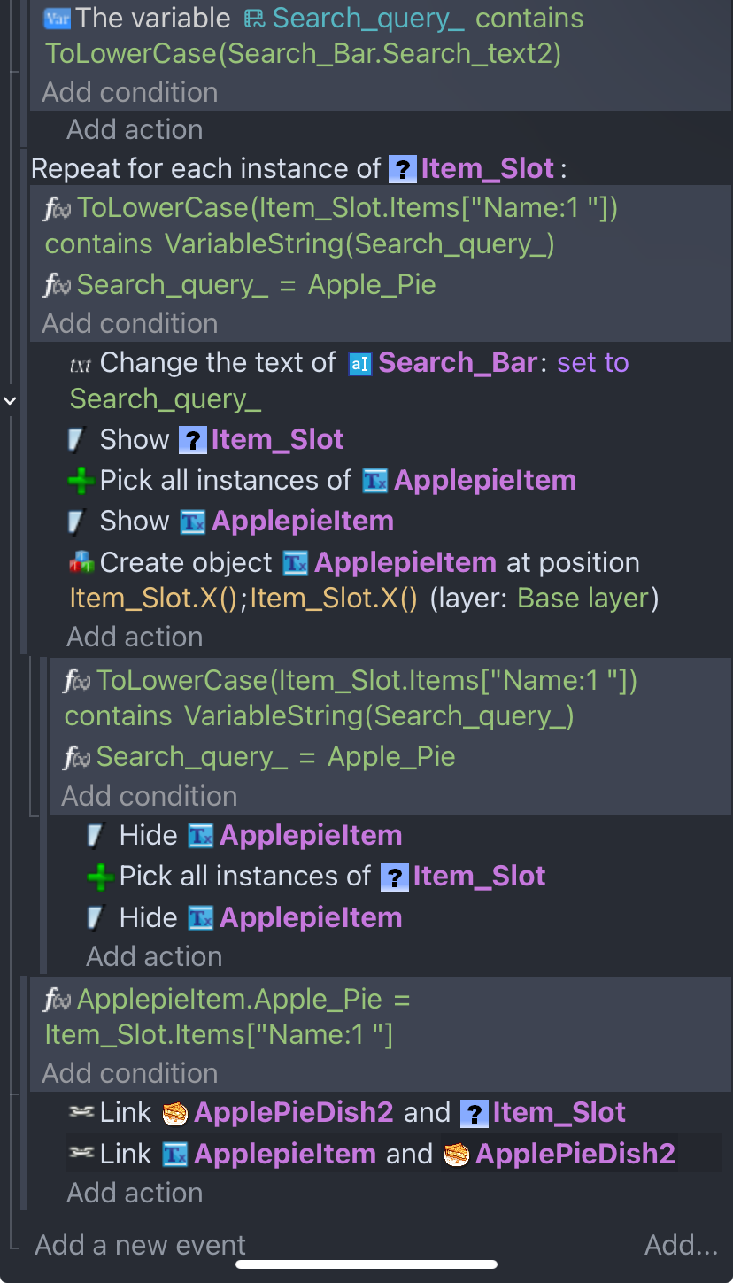 Need help creating and debugging a functional search bar? - How do I...? - GDevelop Forum
