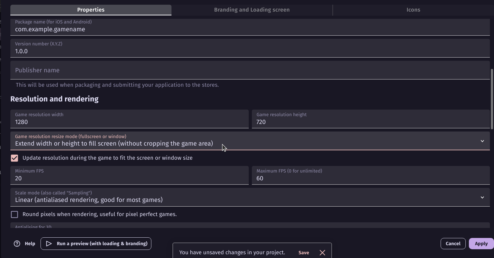 (SOLVED)The Game properties Game resize dosent work - GDevelop general - GDevelop Forum