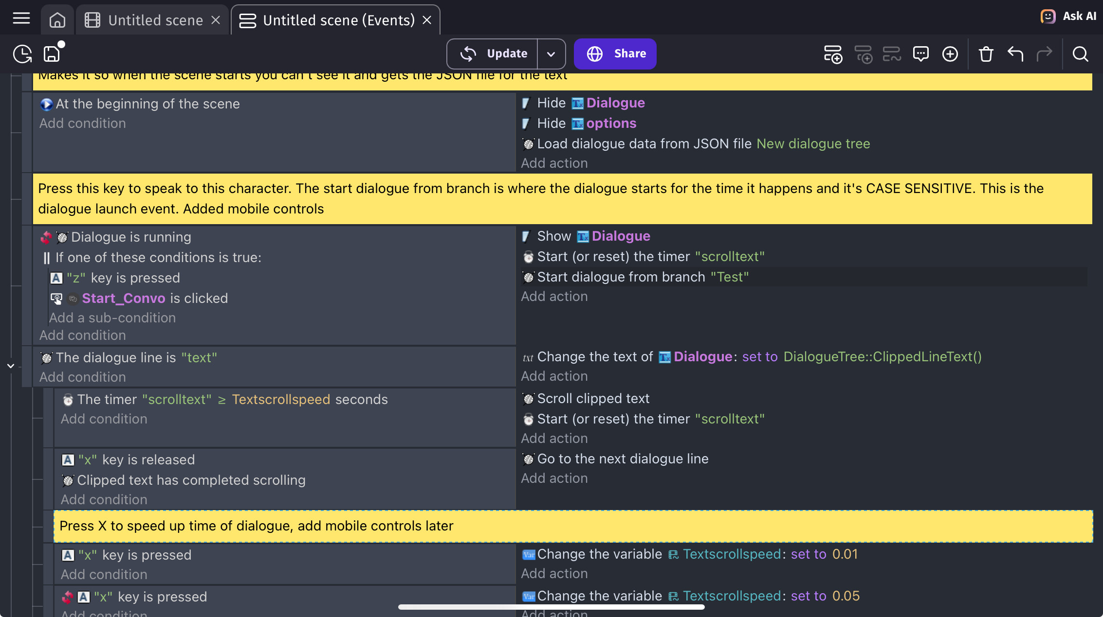 Dialogue tree work work - How do I...? - GDevelop Forum