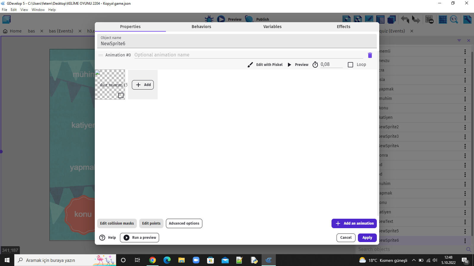 [SOLVED]When try to add animation(png) it only shows animation's name - How do I...? - GDevelop ...