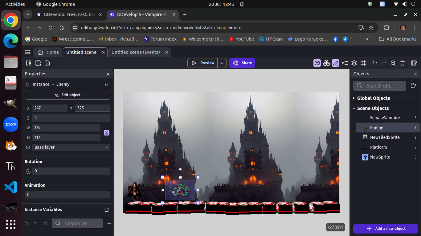 I am in the process of creating a Vampire themed platformer and need some help - How do I ...