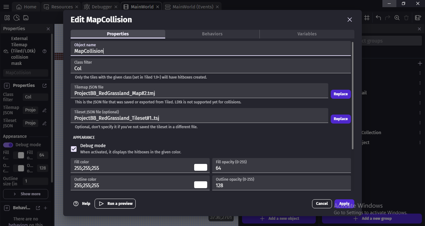 Help I Cannot Upload A Tmj File For Tilemap Collision On Event But I Can Upload It Directly On