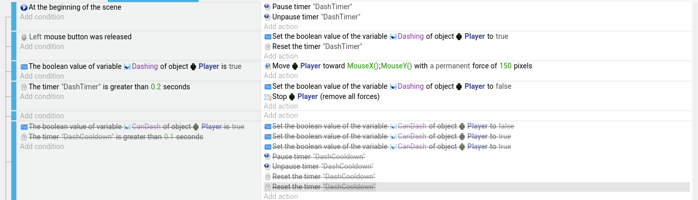 Help with making a dash cooldown - How do I...? - GDevelop Forum