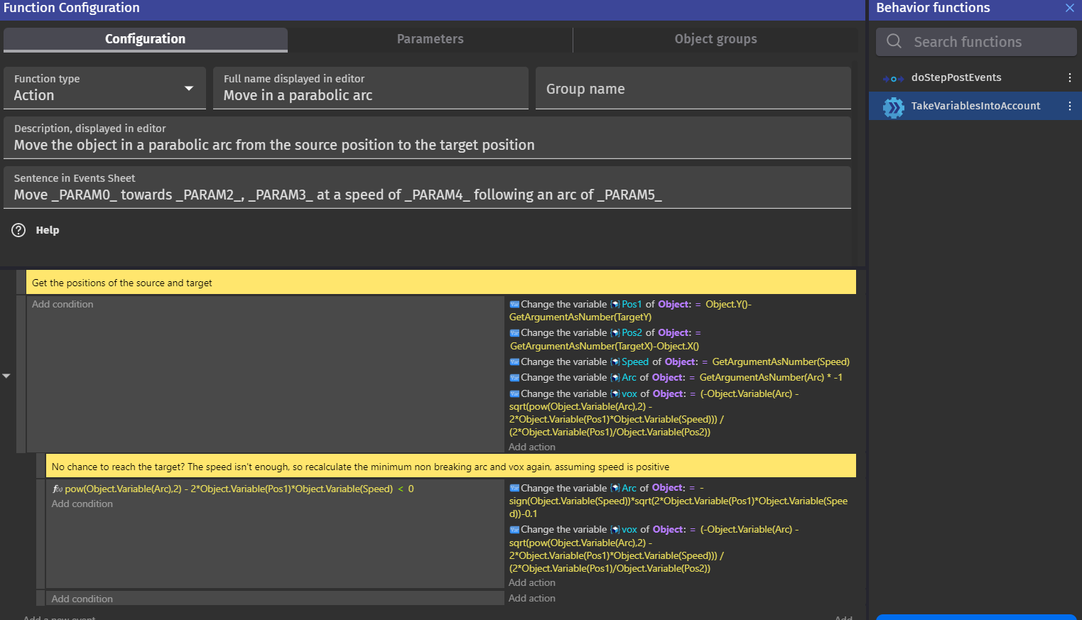 Parabolic arc movement in a custom behavior (SOLVED) - How do I...? - GDevelop Forum