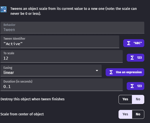 Tween the X and Y Scale of an Object - How do I...? - GDevelop Forum