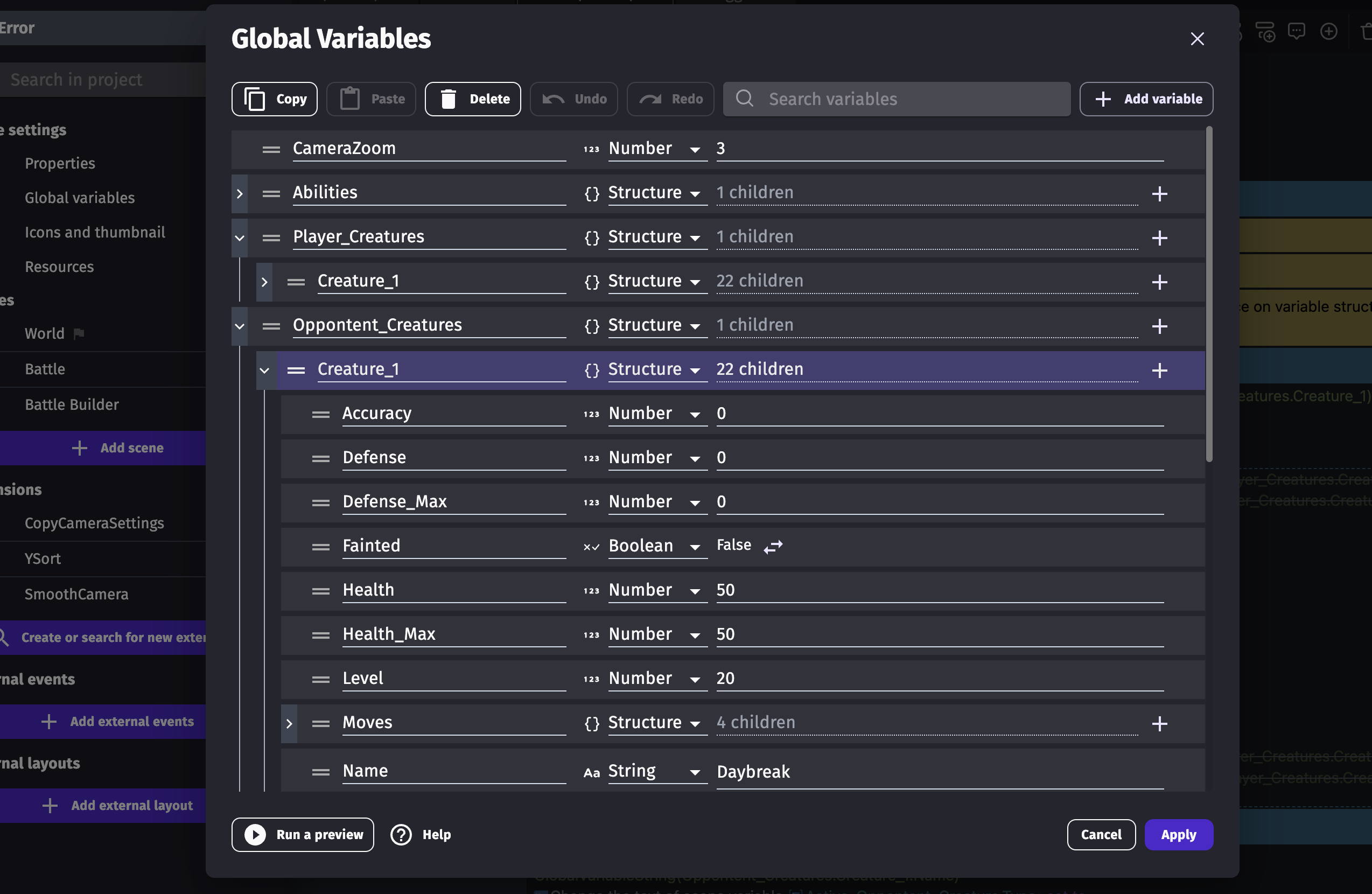 Working with Large Variable Structures - How do I...? - GDevelop Forum