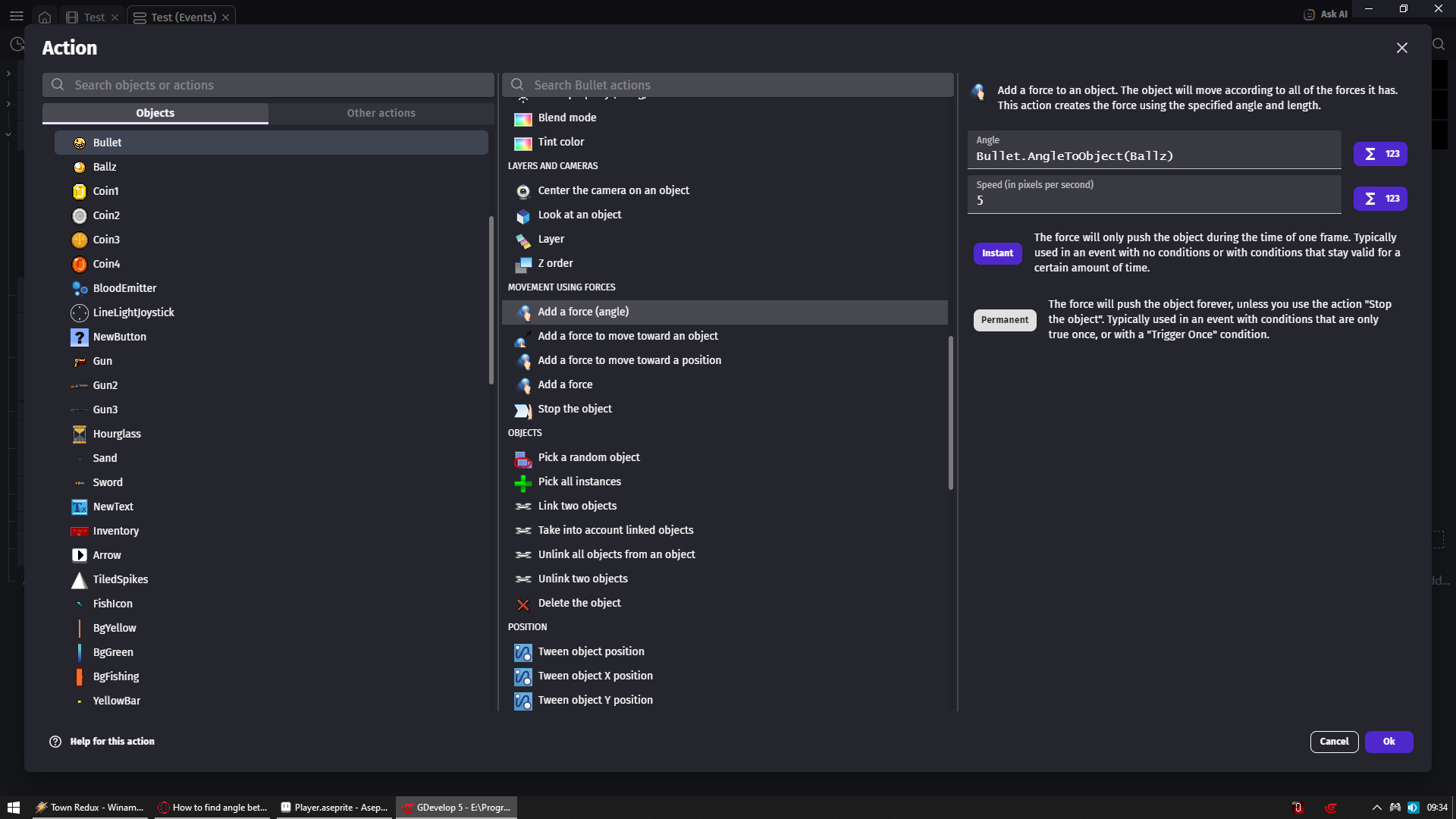 How to find angle between two objects? [SOLVED] - How do I...? - GDevelop Forum
