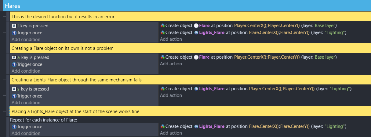 Dynamically Creating Lights Causes An Error Bug Or Limitation How Do I Gdevelop Forum