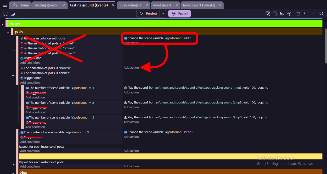 Change sound effect with scene variables - How do I...? - GDevelop Forum