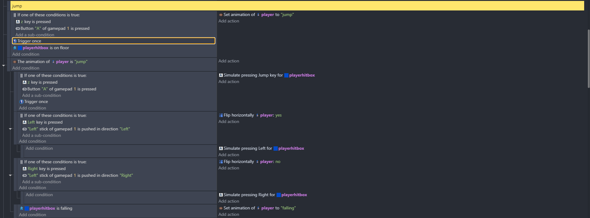Player state jump trigger once not working? - How do I...? - GDevelop Forum