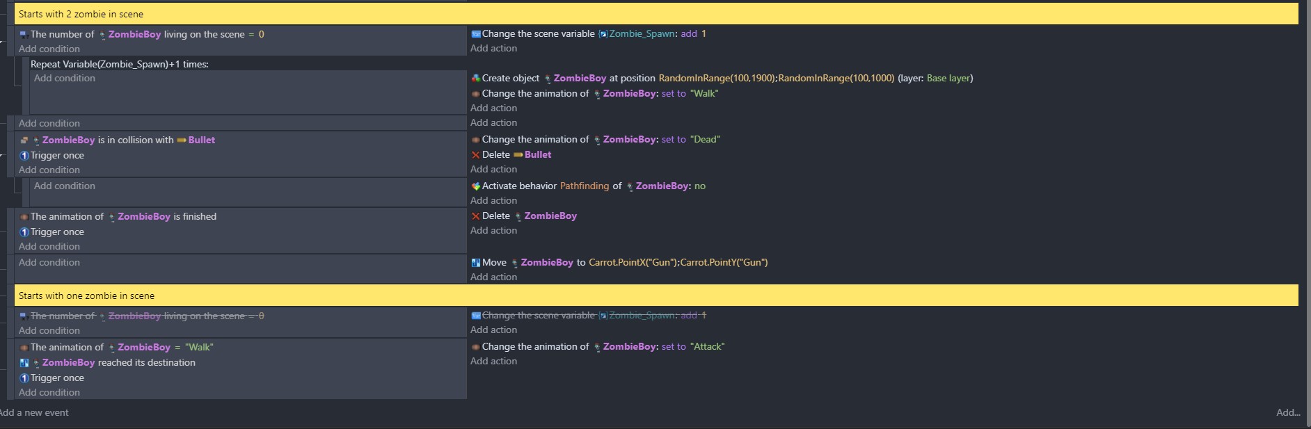 [SOLVED] Spawn plus one to the amount of killed enemies and repeat - How do I...? - GDevelop Forum