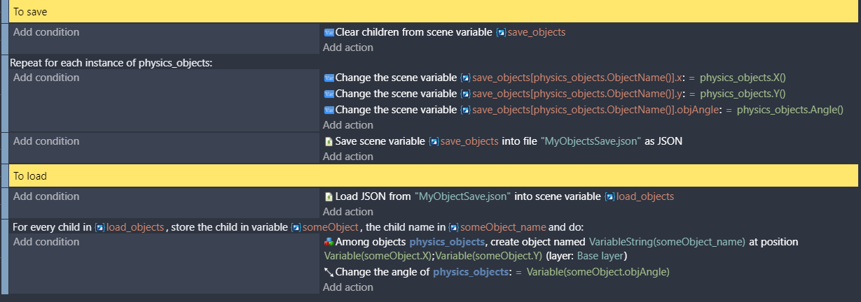 Saving And Importing A Group Of Objects From A Json File For A Game With Level Editor How Do I