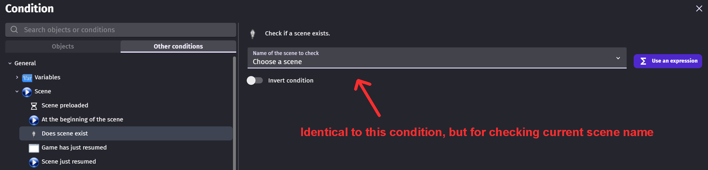 New condition : Checking current scene name - Feature requests ...
