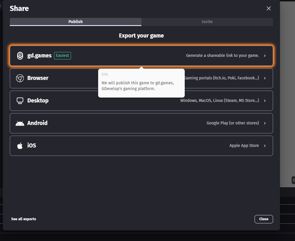 Bug tutorial publish - Bugs reports - GDevelop Forum